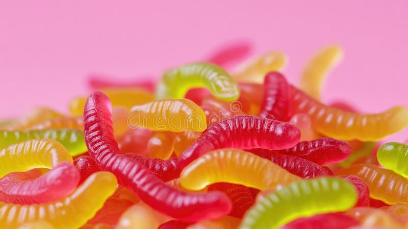 A Pile of Gummy Worms in Various Colors Stock Photo - Image of ...