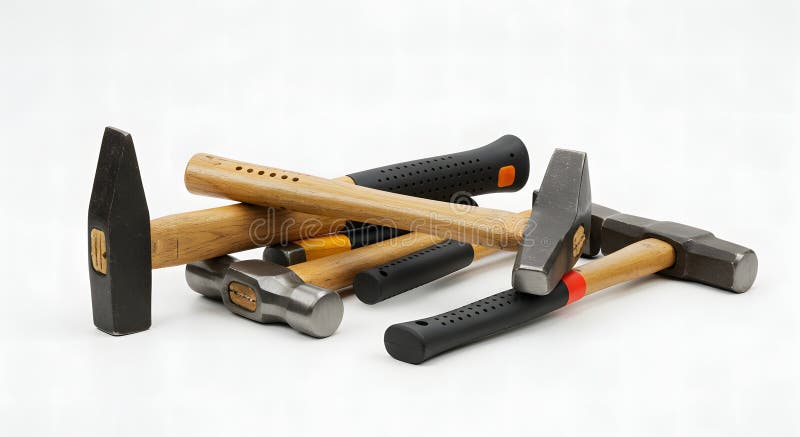 Pile of Hammers on White Surface Various Styles Stock Illustration ...