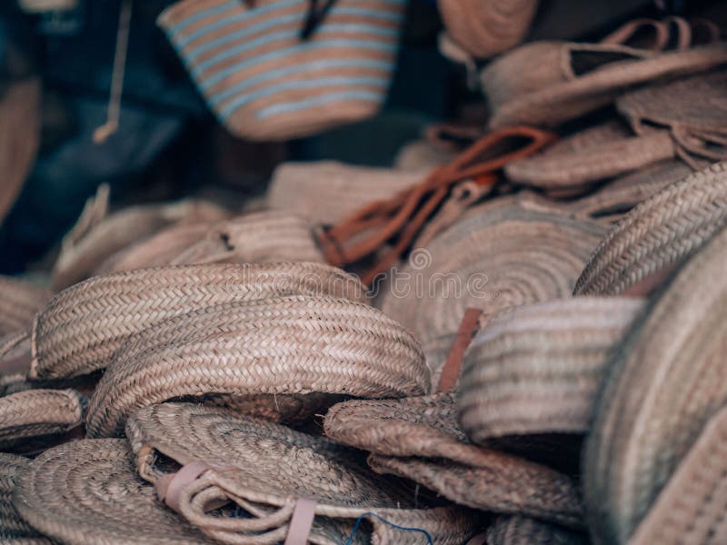 Pile of Handmade Straw Bags, Art Craft Stock Image - Image of bags ...