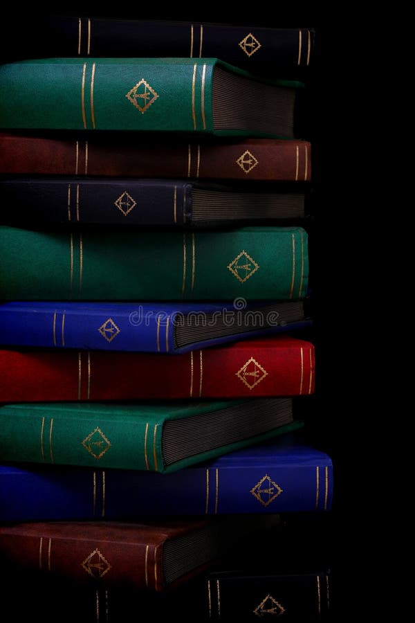 Hardback Books Against Dark Background Stock Image - Image of books ...