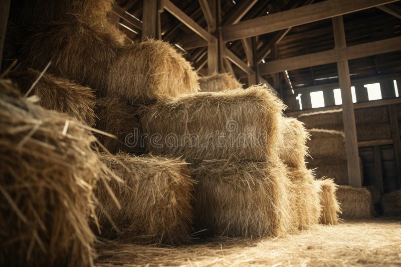 A Pile of Hay Inside a Barn, Suitable for Agricultural Concepts Stock ...