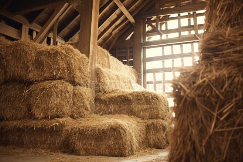 A Pile of Hay Inside a Barn, Suitable for Agricultural Concepts Stock ...