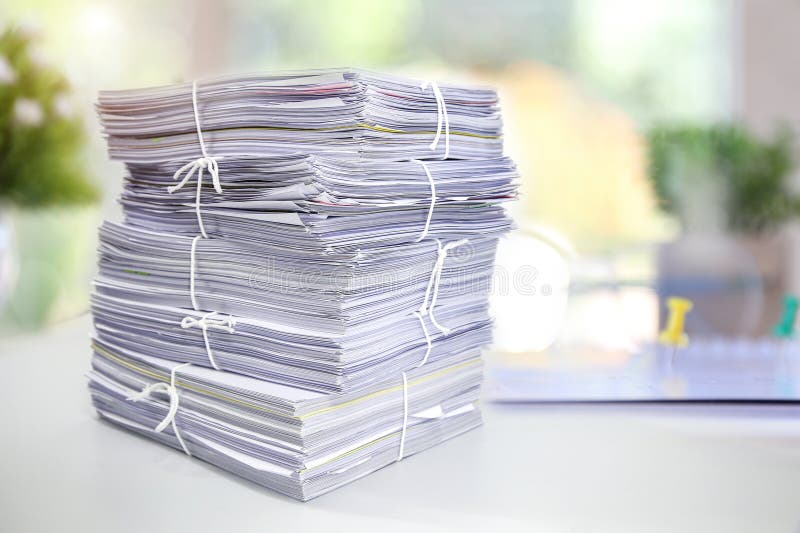 Pile or Heap of Financial Business Document Paperwork Stack on Office ...