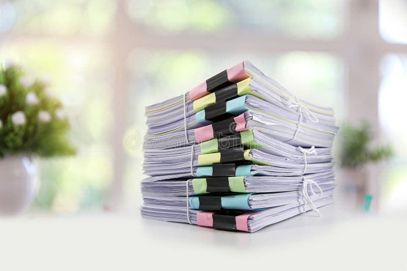 Pile or Heap of Financial Business Document Paperwork Stack on Office ...