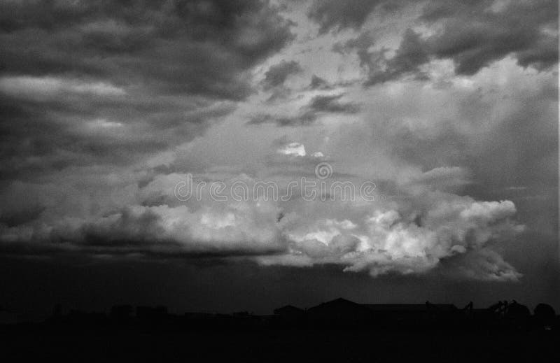 Pile of Heavy Clouds Over the City, Grayscale Stock Photo - Image of ...