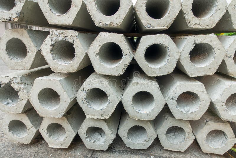 The Pile of Hexagon Concrete Foundation Piles Stock Image - Image of ...