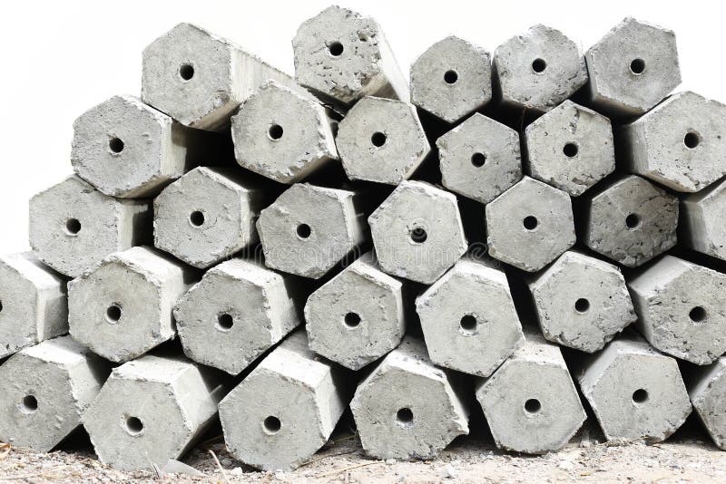 The Pile of Hexagon Concrete Foundation Piles Isolated Stock Image ...