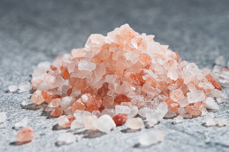 A Pile of Himalayan Pink Salt. Close Up from Low Angle View Indoors ...
