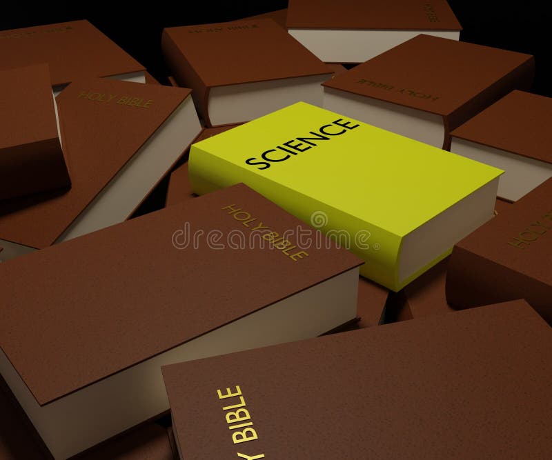 Pile of Holy Bible or Christian Bible and Science Book Stock ...