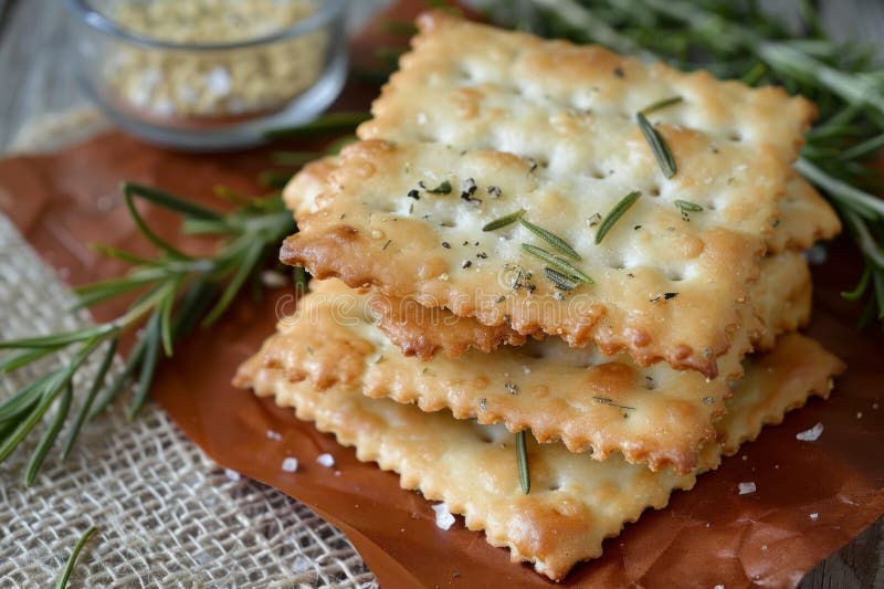 Homemade Crackers with Rosemary Stock Image - Image of vegan, generated ...