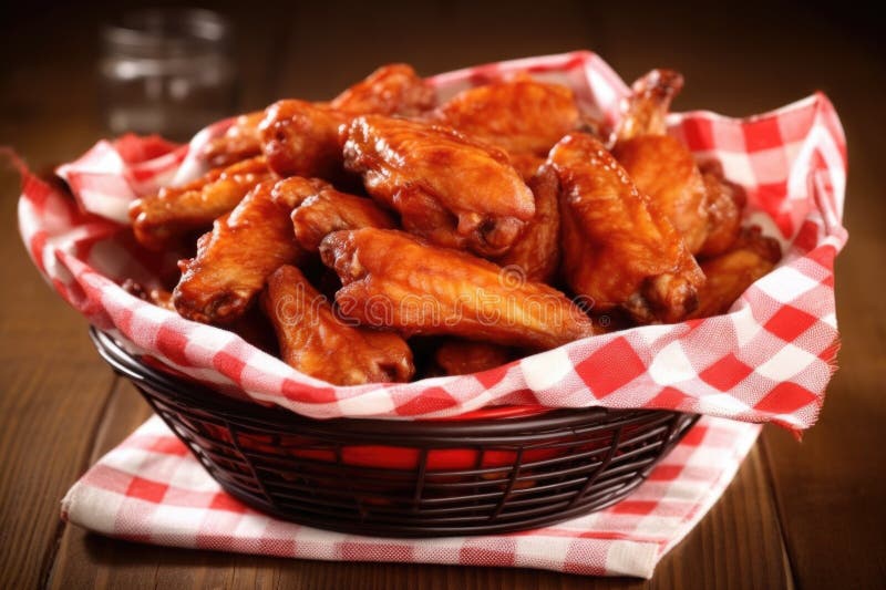Pile of Honey Bbq Chicken Wings in a Red Basket Stock Image - Image of ...