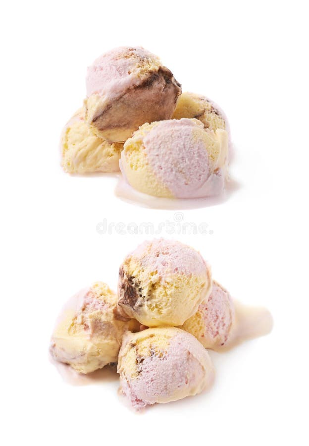 Pile of Ice-cream Scoops Isolated Stock Photo - Image of serving, brown ...