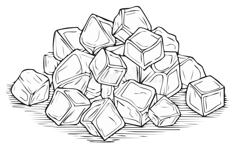 Pile of Ice Cubes Illustration Black and White Isolated Vector Stock ...