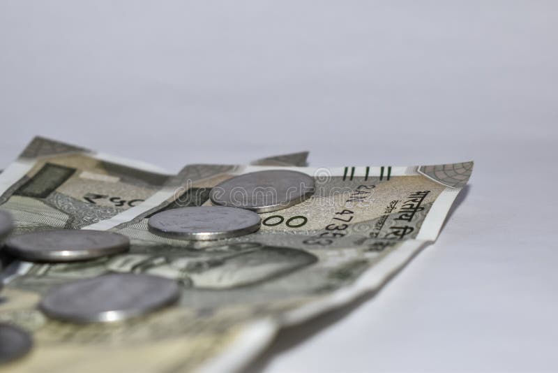 Pile of Indian Currency Notes and Coins. Selective Focus Applied Stock ...