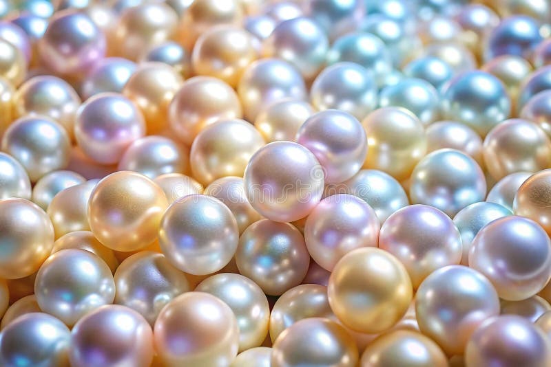 Pile of Iridescent Pearls in Pastel Colors Stock Illustration ...