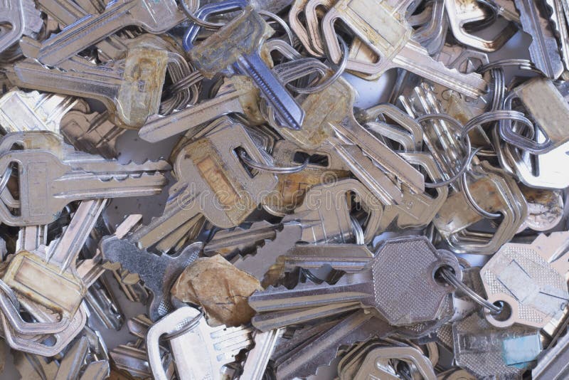 Pile Of Old Keys And Lock stock image. Image of antique - 24189159