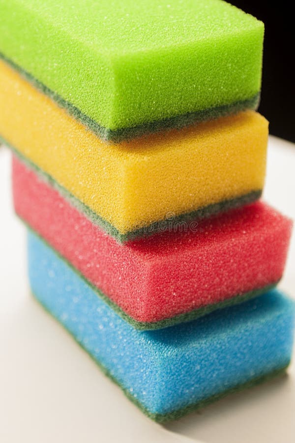 Houseware Concept: Four Colorful Kitchen Sponges Together. Isolated ...