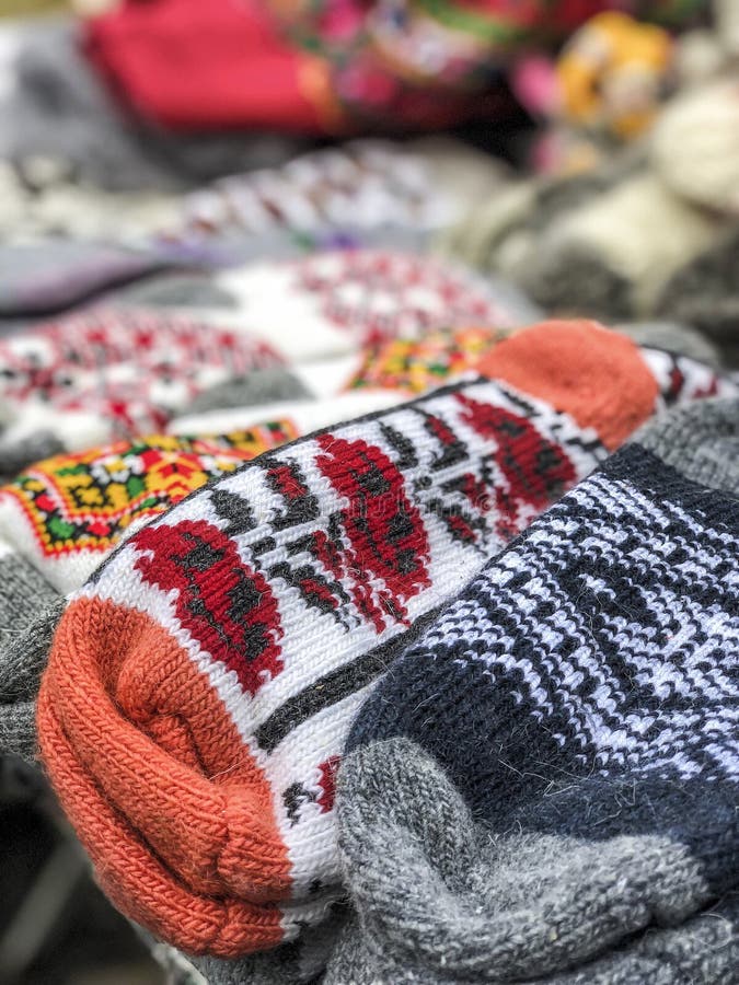 Pile of Knitted Woven Socks at a Market Stock Photo - Image of shop ...