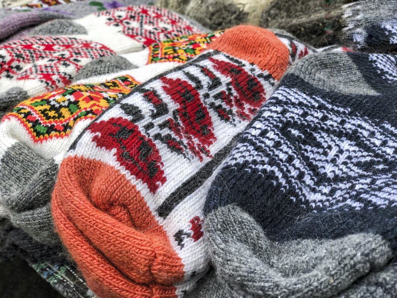 Pile of Knitted Woven Socks at a Market Stock Image - Image of hobby ...