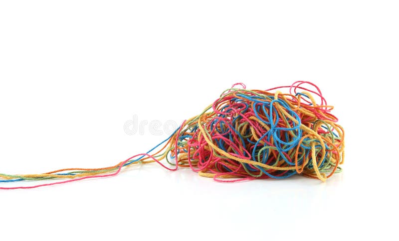 Tangled Colorful Cotton Threads Isolated on White Background. Stock ...