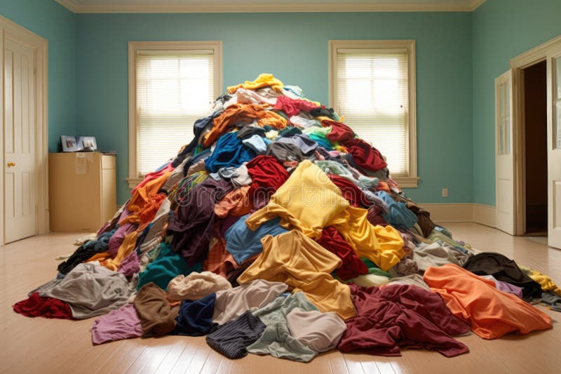 A Pile of Laundry Sorted by Color on the Floor Stock Photo - Image of ...
