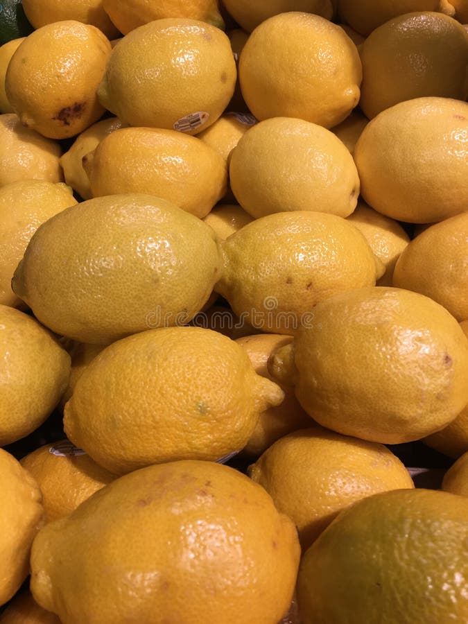 A Pile of Lemons in a Bin on Display in a Grocery Store in Georgia ...