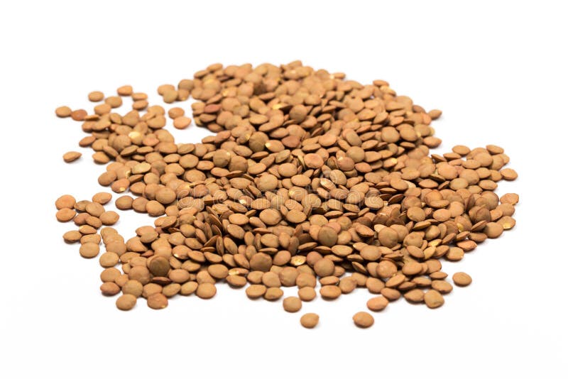 Isolated Stack of Uncooked Lentils on White Background from Above Stock ...