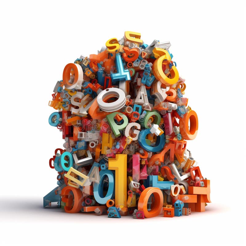 Pile of Letters and Numbers Stock Photo - Illustration of generated ...