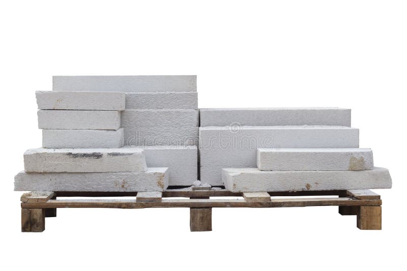 Pile Lightweight Concrete Construction Site Isolated White Background ...