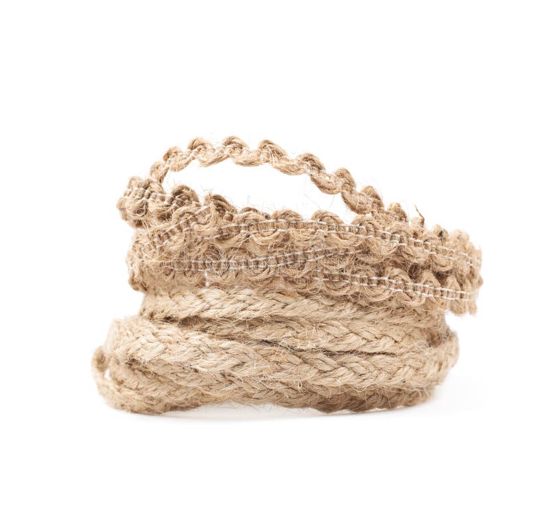 Pile of a Linen Rope String Isolated Stock Image - Image of brown, coil ...