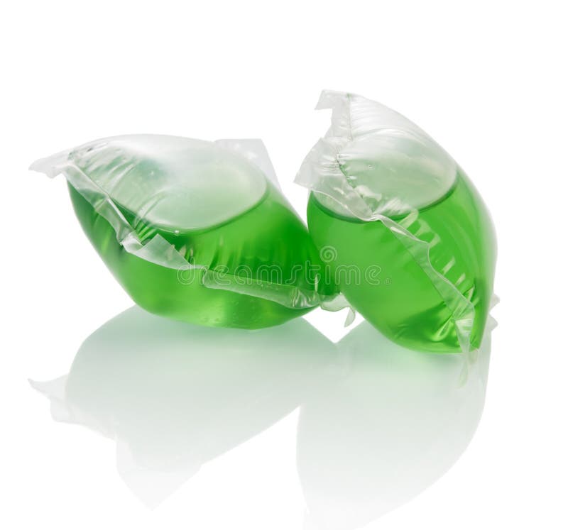 Liquid Laundry Detergent Sachets Stock Photo - Image of housekeeping ...