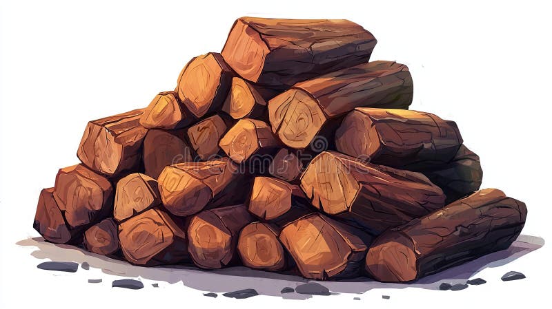 A Pile of Logs in Cartoon Style, Illustration Stock Illustration ...