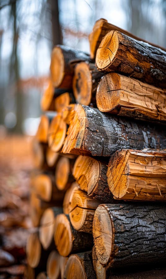 A Pile of Logs with a Few of Them Being Cut Off Stock Image - Image of ...
