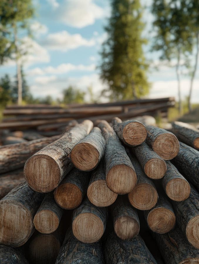 Pile of logs in field stock image. Image of outdoors - 380206379