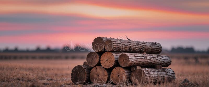 Pile Logs Field Sunset Background Stock Photos - Free & Royalty-Free ...