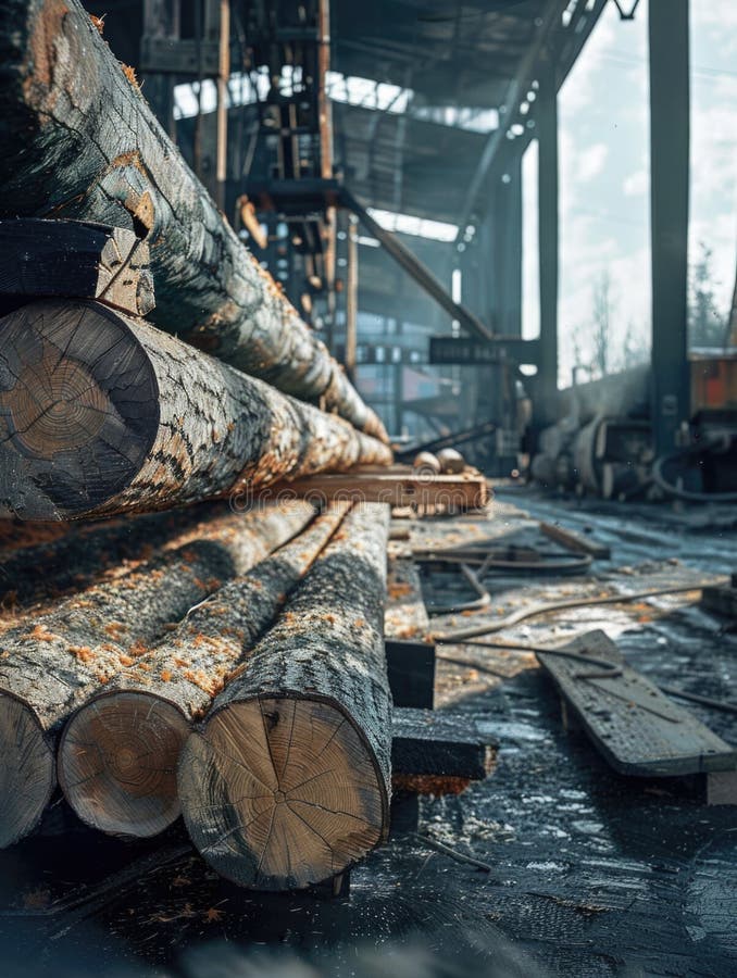 Pile of Logs on Floor stock image. Image of home, natural - 383258045