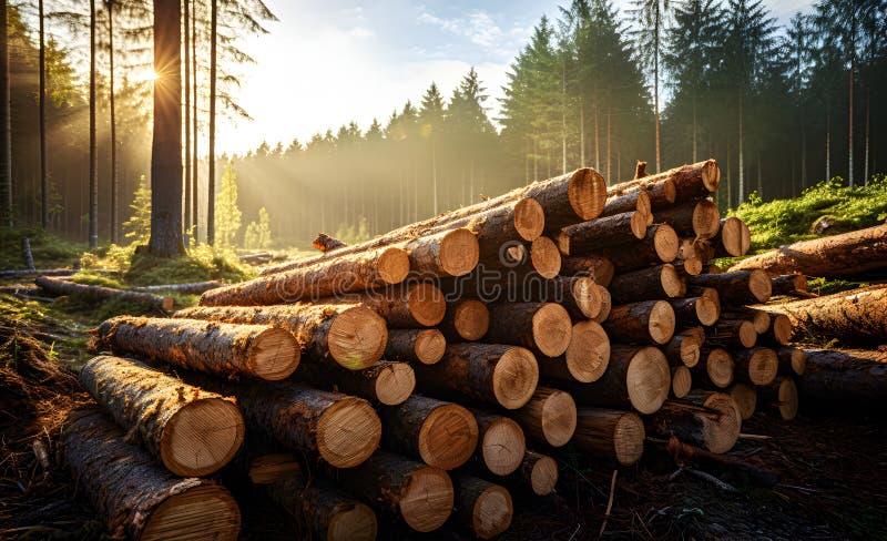 A Pile of Logs in the Forest, Logging Industry. Concept Stock Image ...