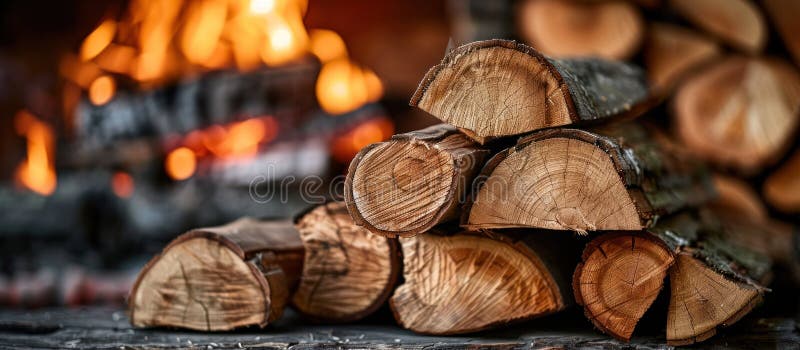Pile of Logs Near Fire stock photo. Image of kindling - 310345672