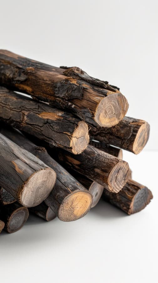 Pile of Logs on White Table Stock Image - Image of wood, resource ...