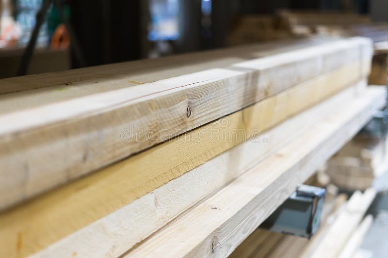 Pile of Long Square Section Wooden Sticks, Slightly Bent. Close-up with ...