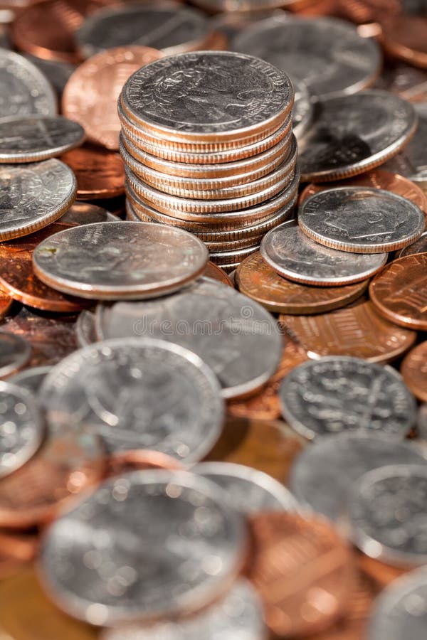 Pile of Loose US Coins in Macro Stock Image - Image of united, fortune ...