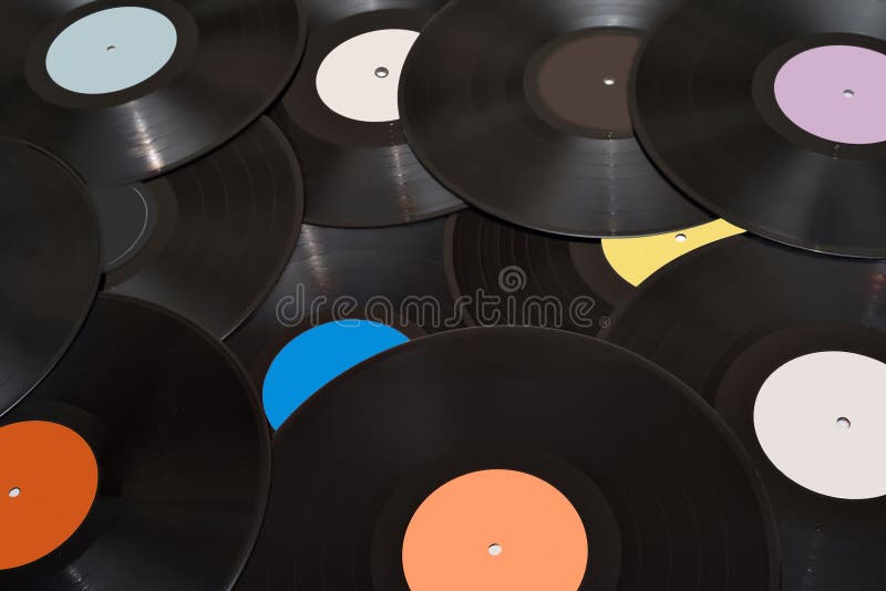 Pile of LP Old Vinyl Records on the Table Stock Image - Image of heap ...