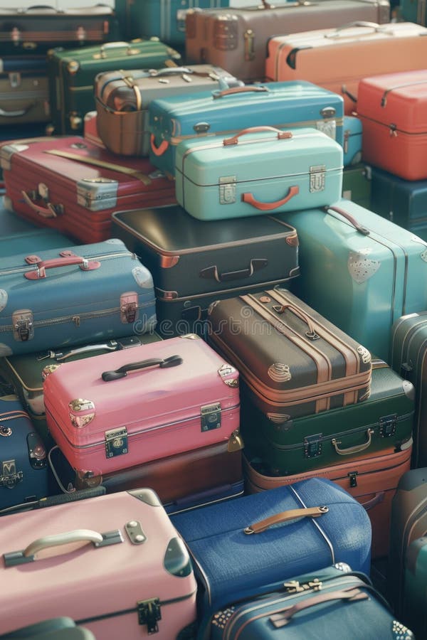 A Pile of Luggage Stacked on Top of Each Other, Possibly Abandoned or ...