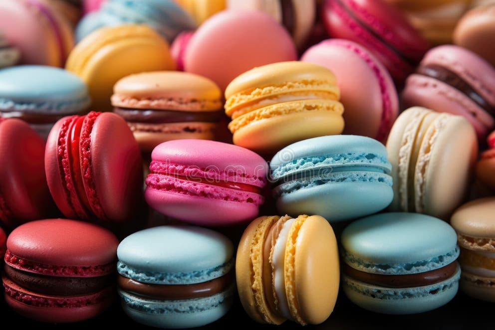 A Pile of Macarons Sitting on Top of a Table. Stock Illustration ...