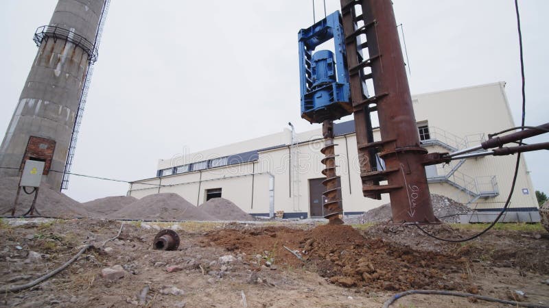 Pile Machine Drilling Foundations of the Future Building Stock Footage ...