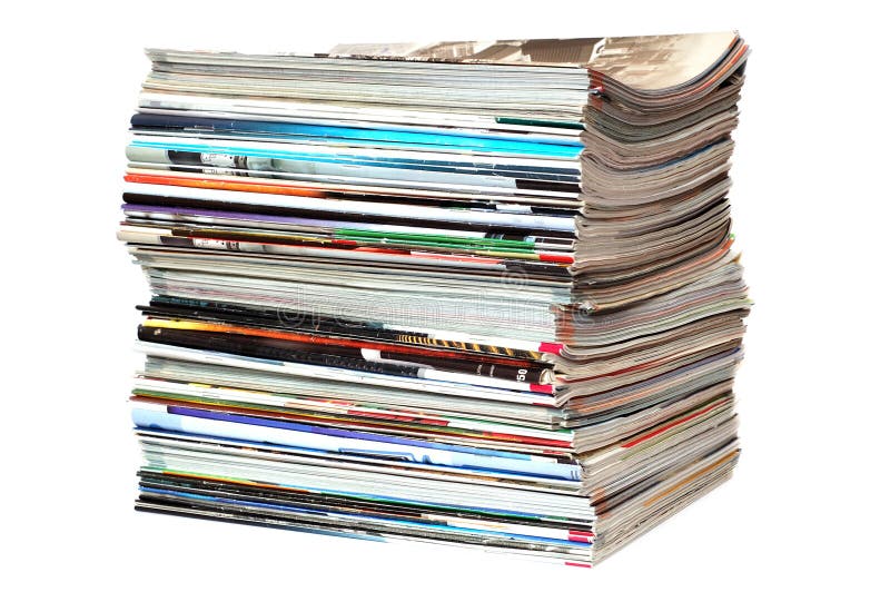 Pile of magazines on white stock photo. Image of pile - 4205648
