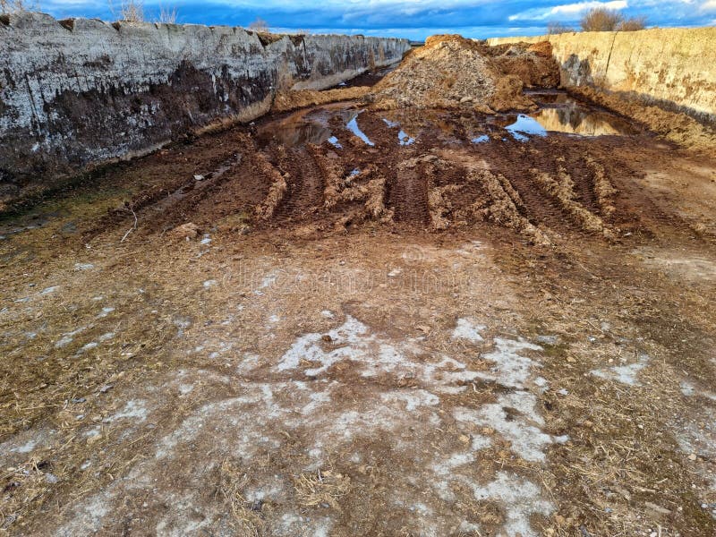 Old concrete dung pit stock image. Image of flooring - 272016121