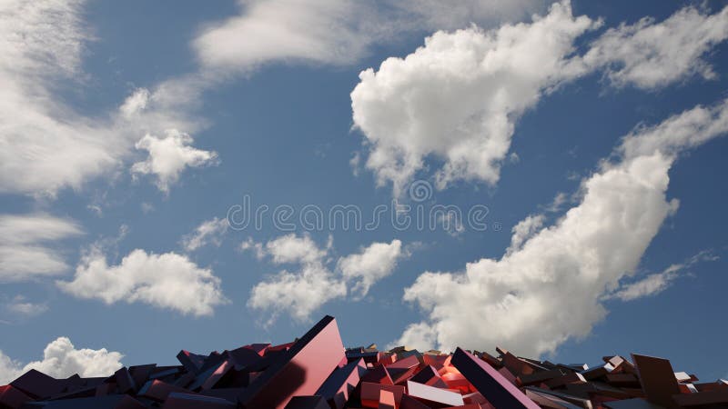 Pile of Many Blocks after Falling Down with a Blue Sky Stock ...