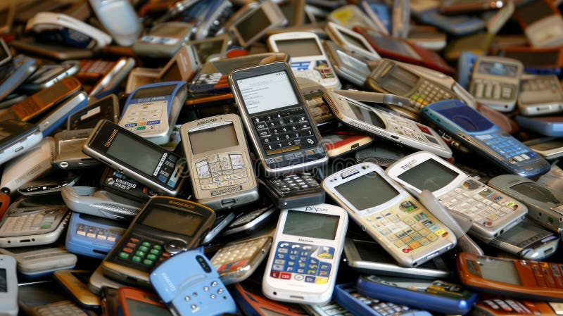 Pile of Many Mobile Phones on a Table, Chaotic. Environmental and ...