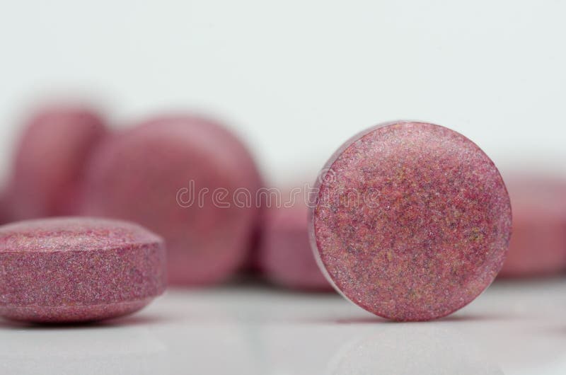 Pile of Many Small Red Pills, Group of Vitamins. Red Pills on a Stock ...
